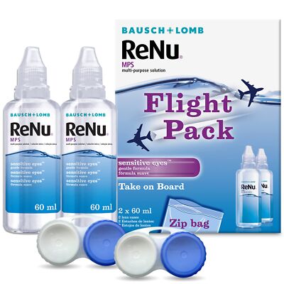 ReNu Multi Purpose Travel Contact Lens Solution 2x 60ml Flight Pack ...