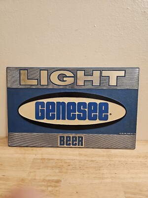VINTAGE GENESEE LIGHT BEER SIGN BLUE SILVER PLASTIC, MANCAVE ART | eBay