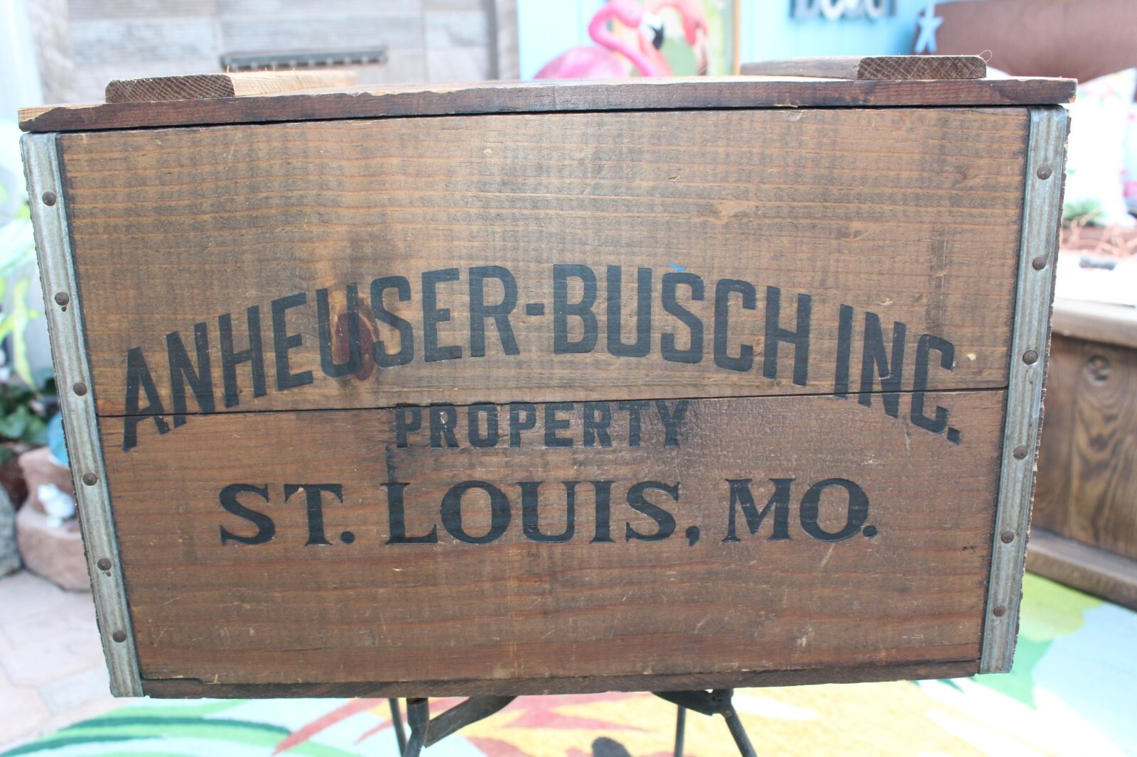 VTG Anheuser Busch Budweiser Beer Hinged Lid Wood Box Crate Centennial ...