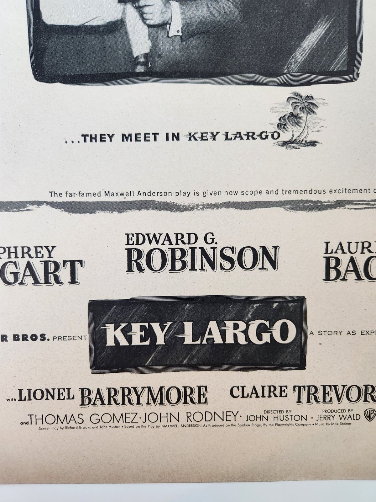 Key Largo Humphrey Bogart Lauren Bacall Vintage 1948 Movie Ad Magazine ...