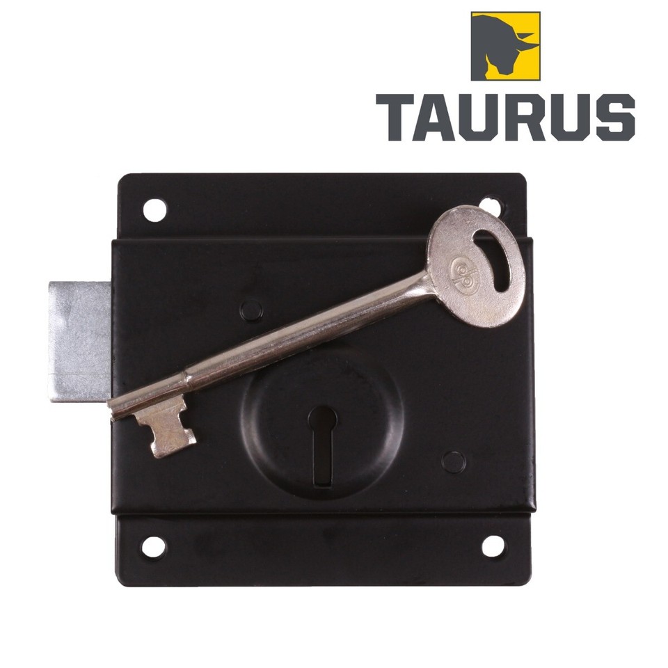 4" TRADITIONAL PRESS LOCK Surface Mounted Black Rim Key Operated ...