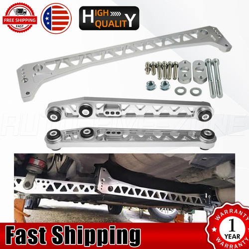 Silver Billet Rear Lower Control Arm + Subframe Brace for Honda Civic ...