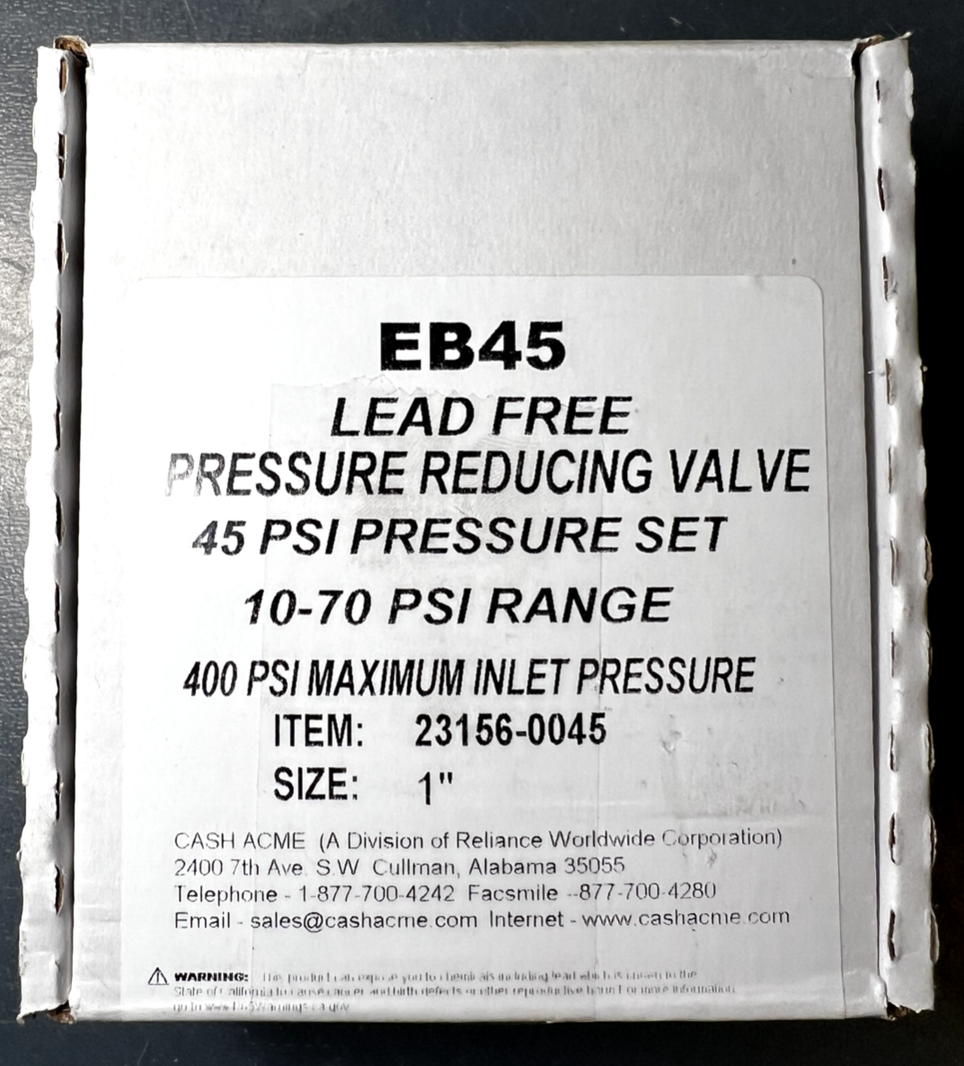 Cash Acme EB-45 23156-0045 Pressure Regulating Valve for sale online | eBay