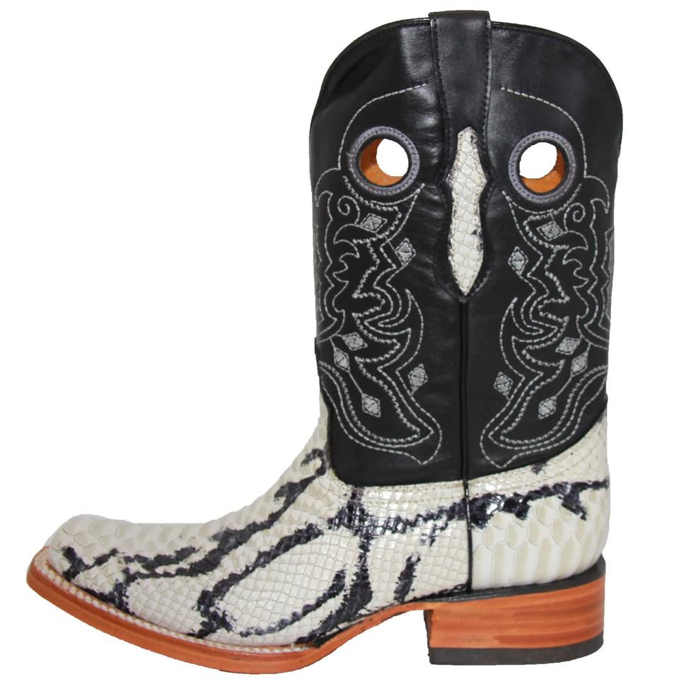 Mens Genuine Leather Python Snake Print Square Toe Cowboy Boot | eBay