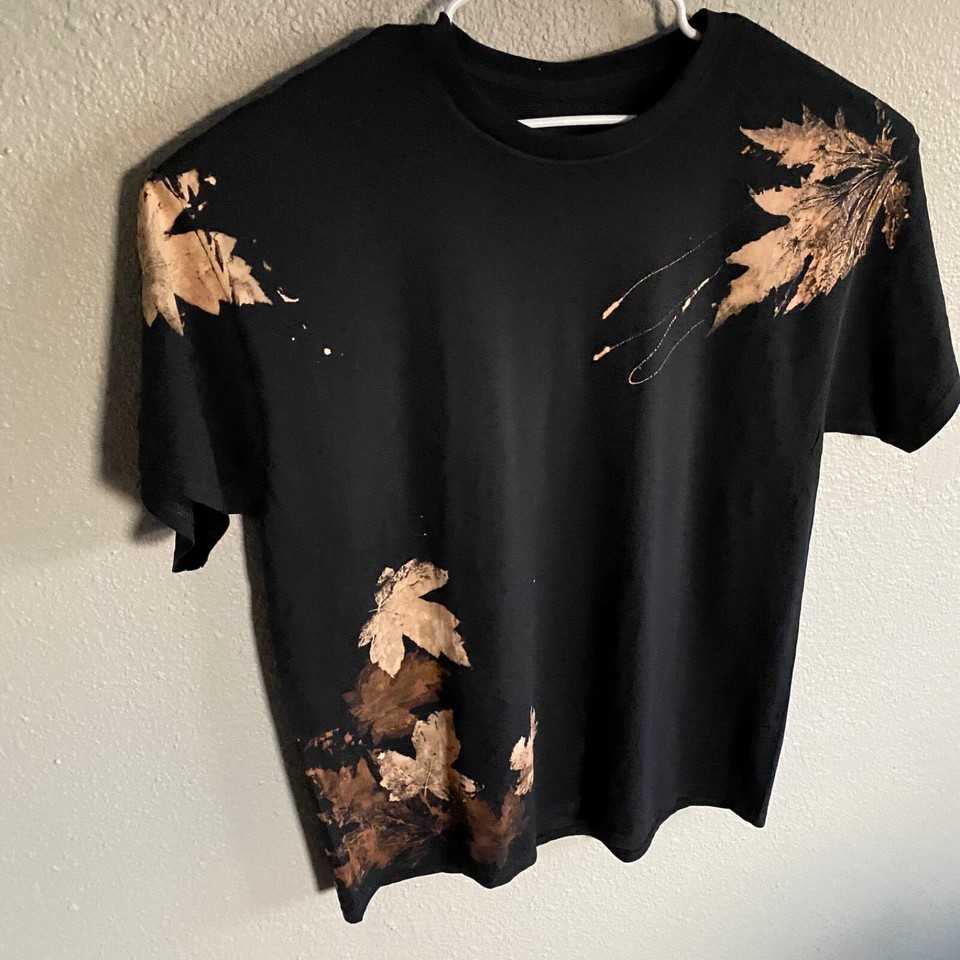 Bleached Leaf Printed Custom Handmade T Shirt | eBay
