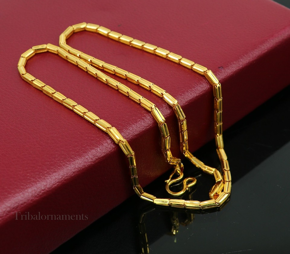 22kt yellow gold baht chain certified india jewelry gifting chain ...