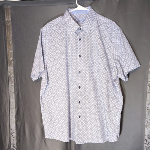 Tasso Elba Shirt Men's 2XL XXL Blue Geometric Hawaiian SS Cotton | eBay