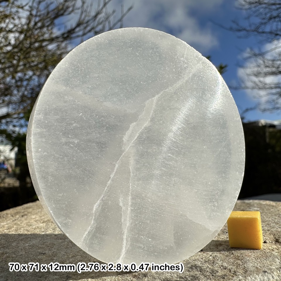 Selenite Charging Block Round Disc - Genuine Spiritual Healing Crystal ...