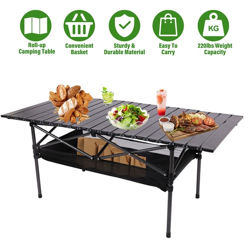 47" Portable Camping Table Folding Kitchen Storage Bag Aluminum Picnic ...