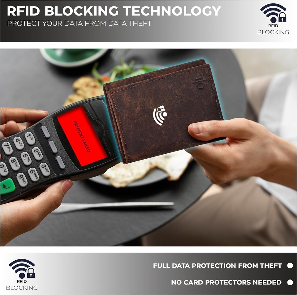 Real Leather Trifold Wallet for Men - RFID Wallets Slim 9 Credit Card ...