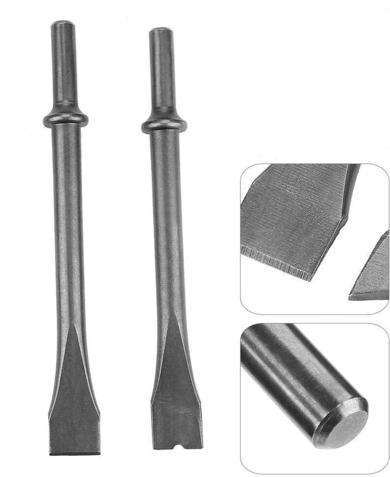 3PC EXTRA LONG BIT SET FOR AIR CHISEL PUNCH HAMMER TOOL FLAT TAPERED ...