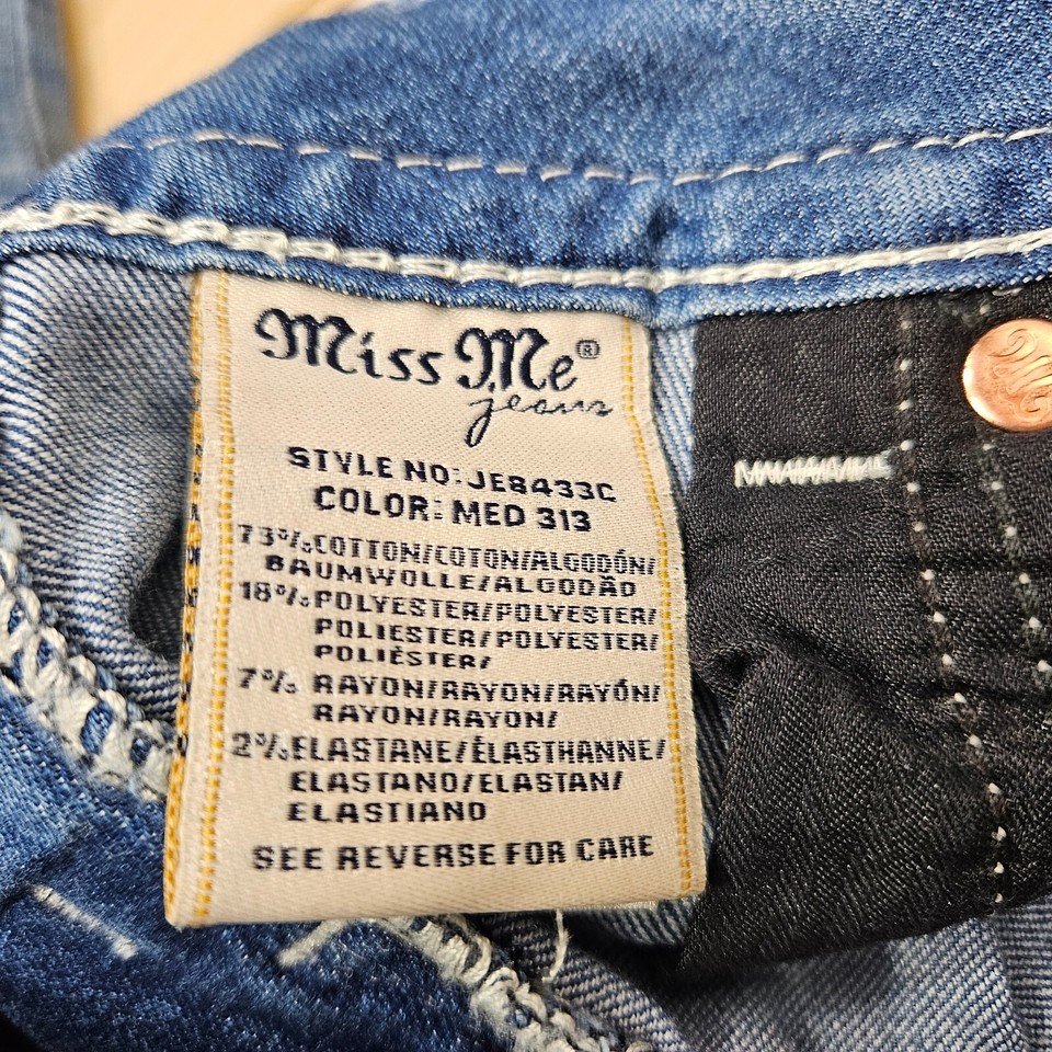 Miss Me Size 27 Signature Cropped Distressed Rhinestone Embellished ...