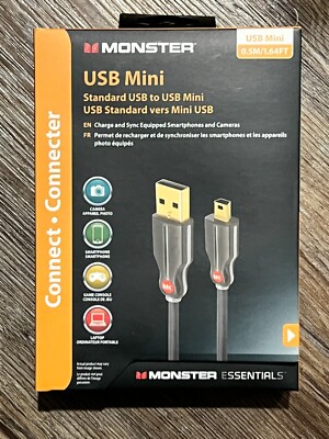 New MONSTER Essentials USB Mini 0.5/1.64Ft Cable (Standard USB to USB ...