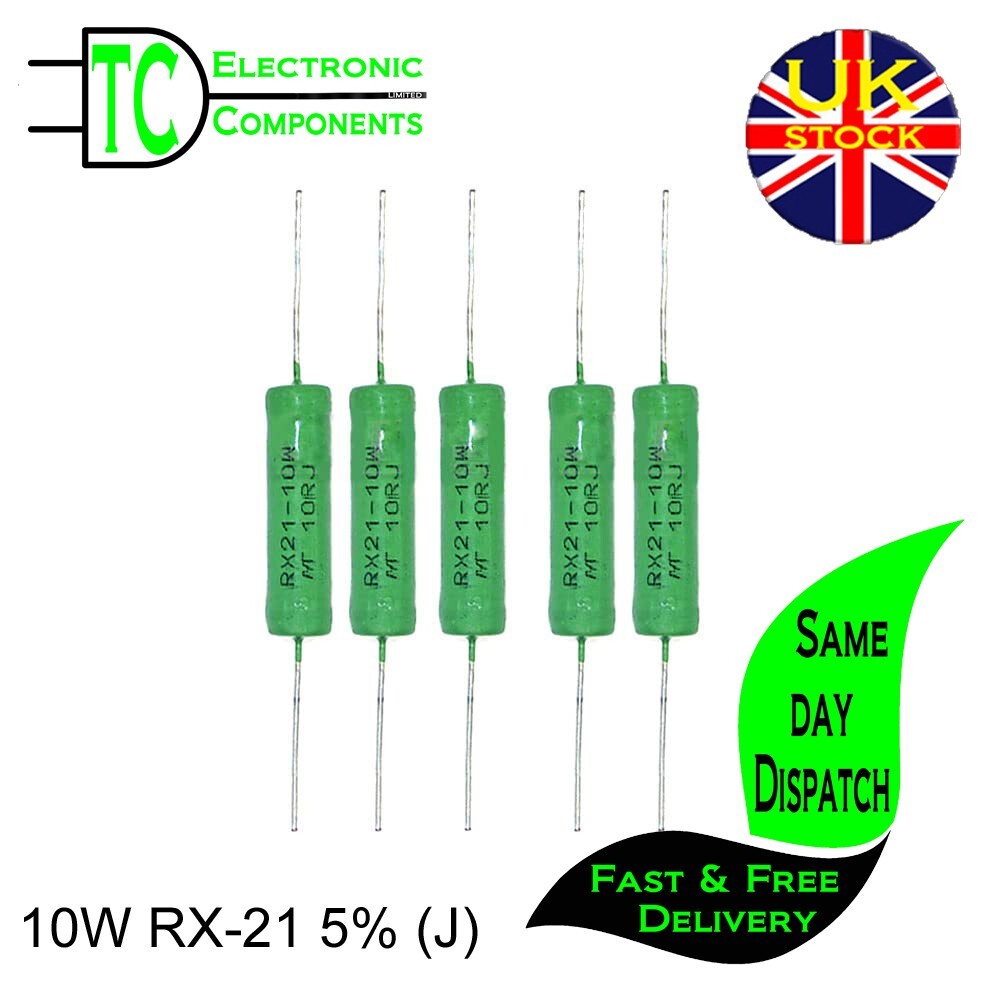 10W Resistors RX21 5% J 0.05 ohm to 15K ohm Wire wound Pack of 2 Power ...