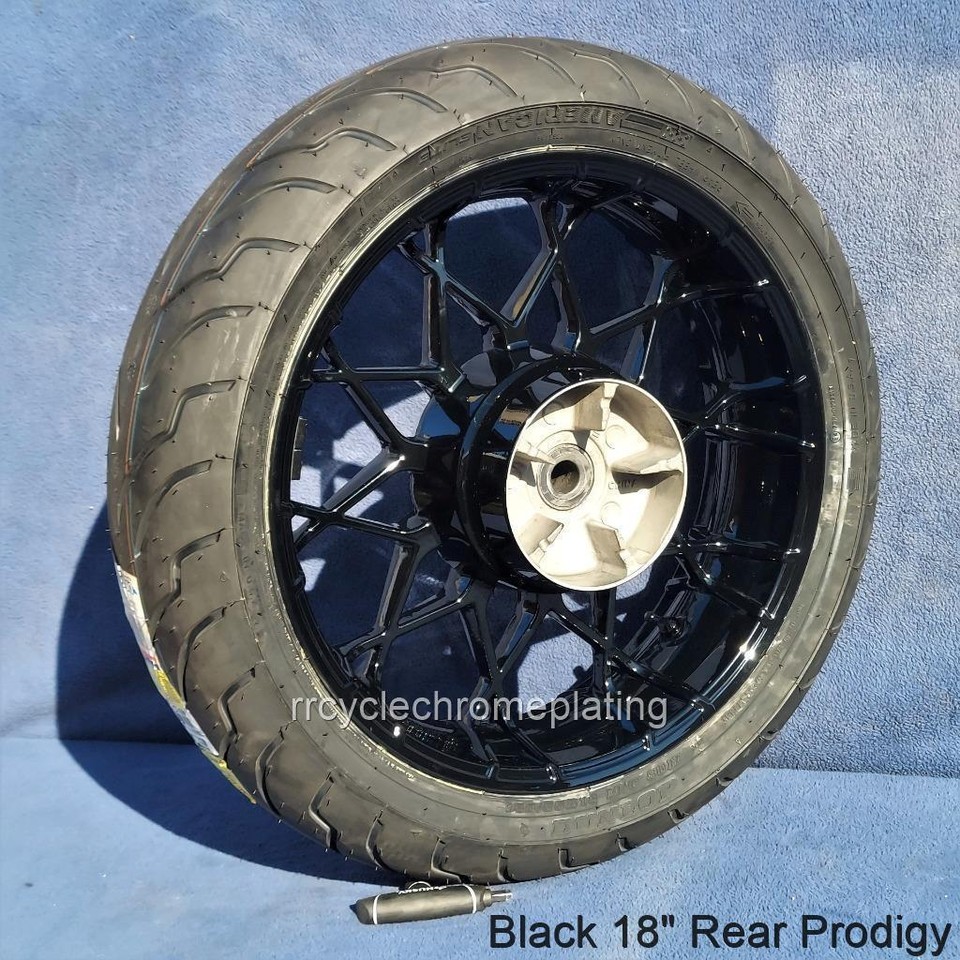 Harley All Black 21" F 18" R Prodigy Wheels Dunlop Tires Rotor 09-23 ...
