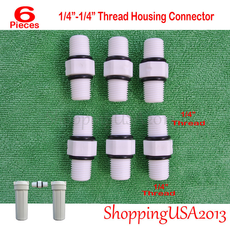 6X 1/4" Dual Thread Male Fitting Connector RO Standard Housing Water ...