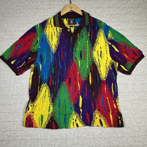 Coogi Australia Short Sleeve Polo Sweater Shirt Tag Sz L Diamond ...