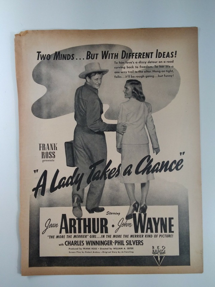 Hollywood Original Ad Rare VHTF Early 1900s Lady Takes Chance John ...