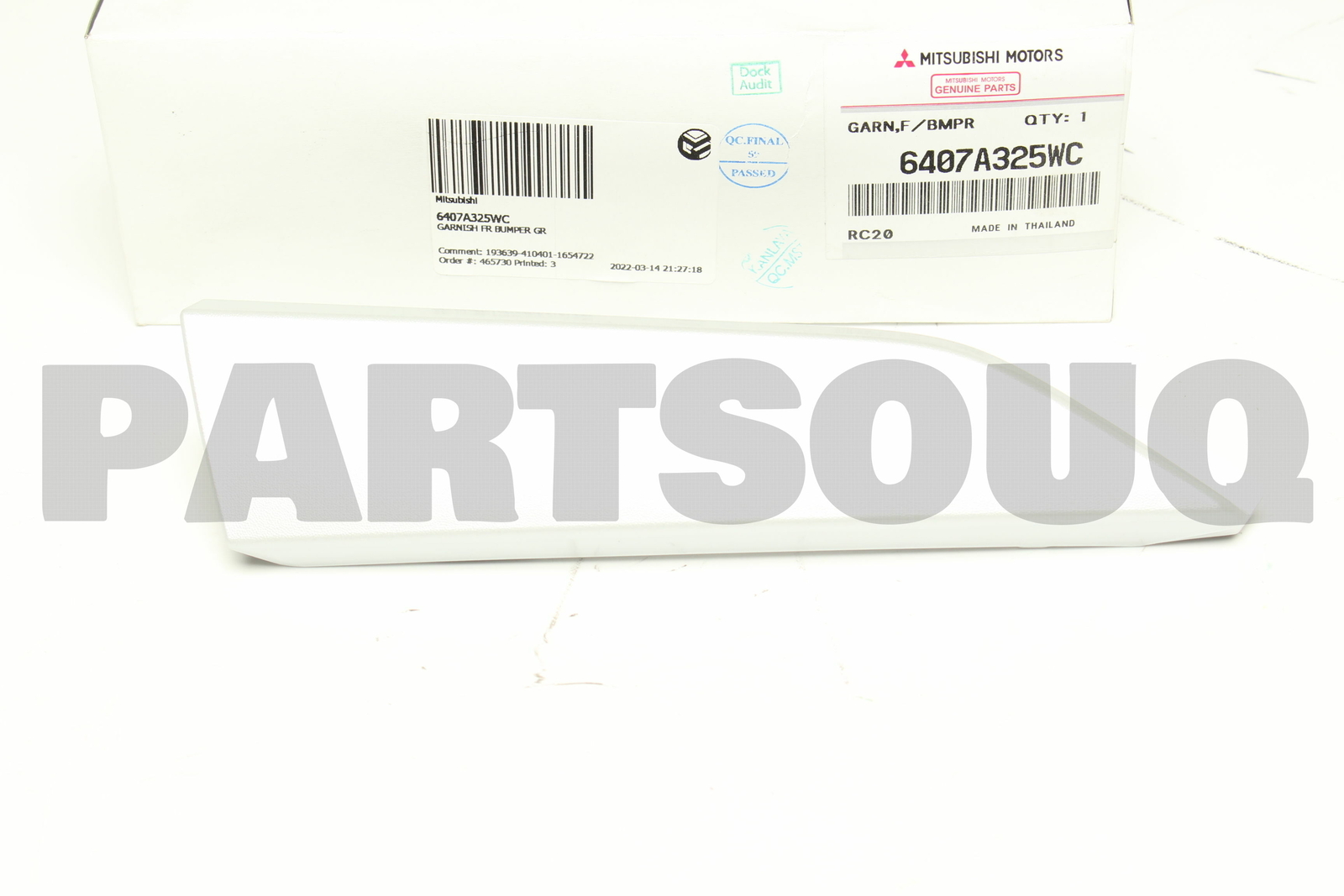 6407A325WC Mitsubishi Garnish fr bumper gr 6407A325WC Genuine OEM Part ...