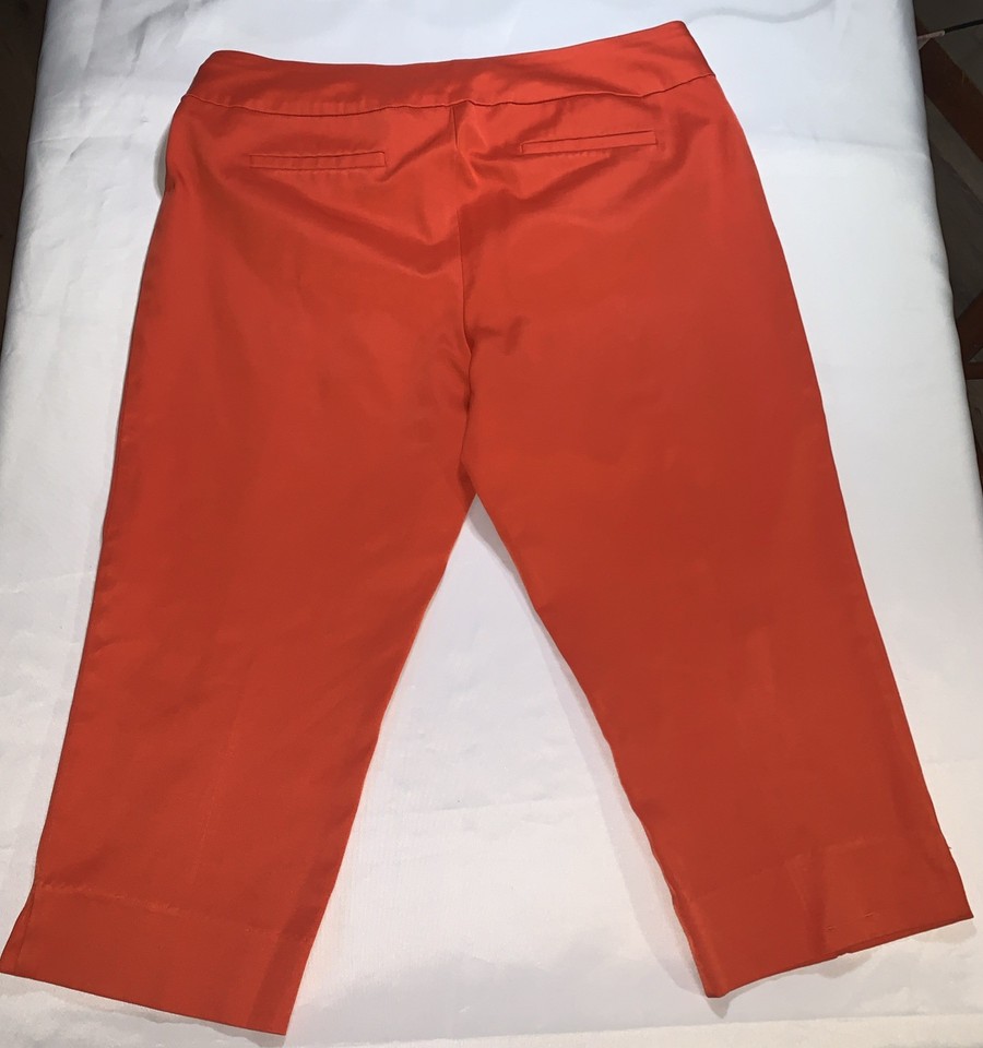 Zac&Rachel Orange Stretch Shimmering Pull on Capris Cropped Pants 12P ...