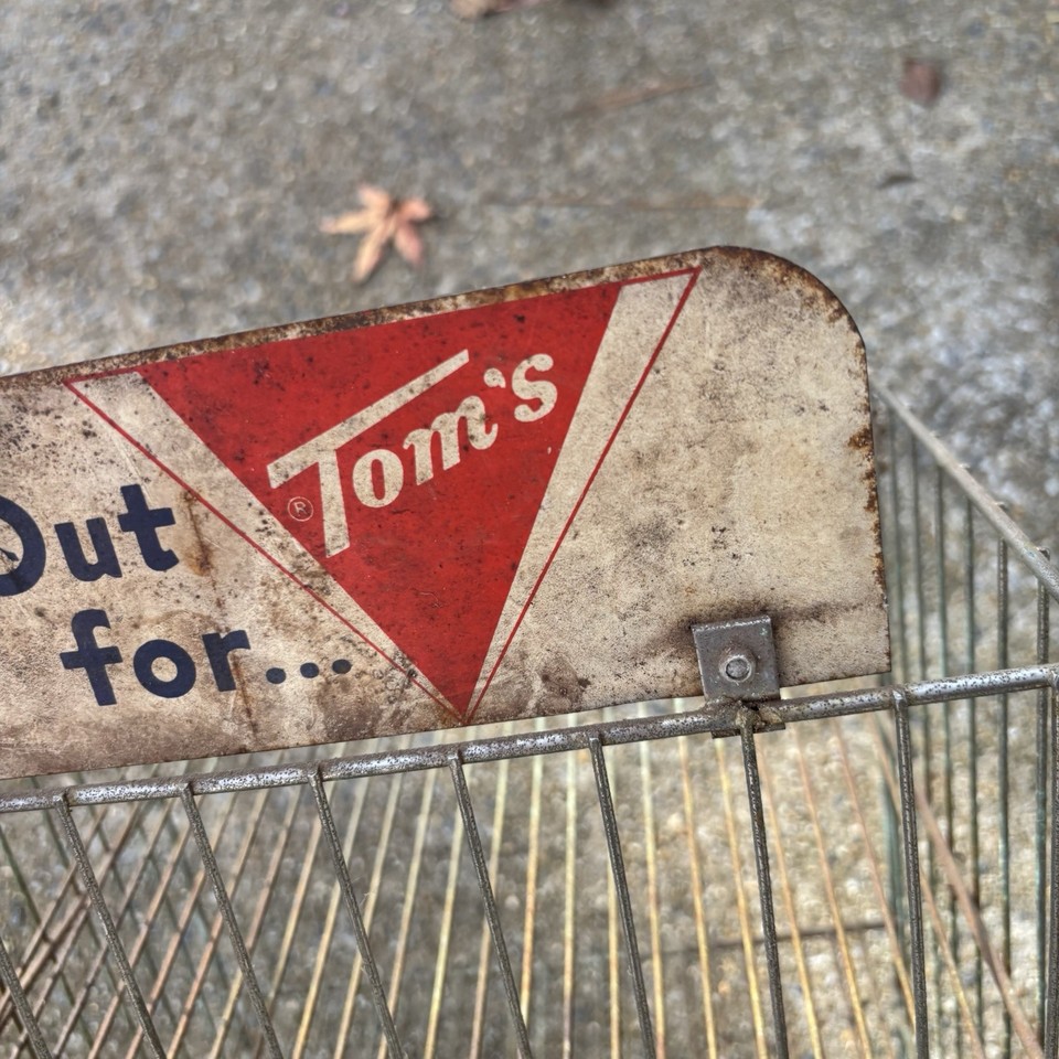 Vintage Time Out For Tom's Snack Display Steel Wire Shelf Advertising ...