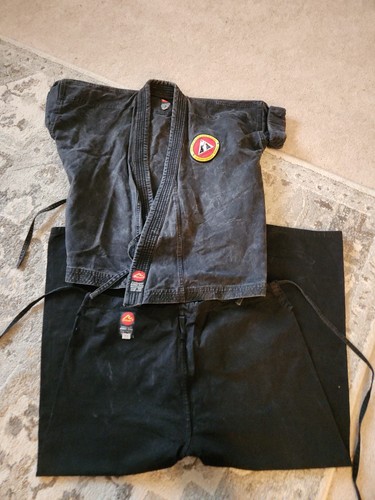 Rhingo Black Martial Arts Karate Robe Sz 5 Embroidered Uniform Kung Fu ...