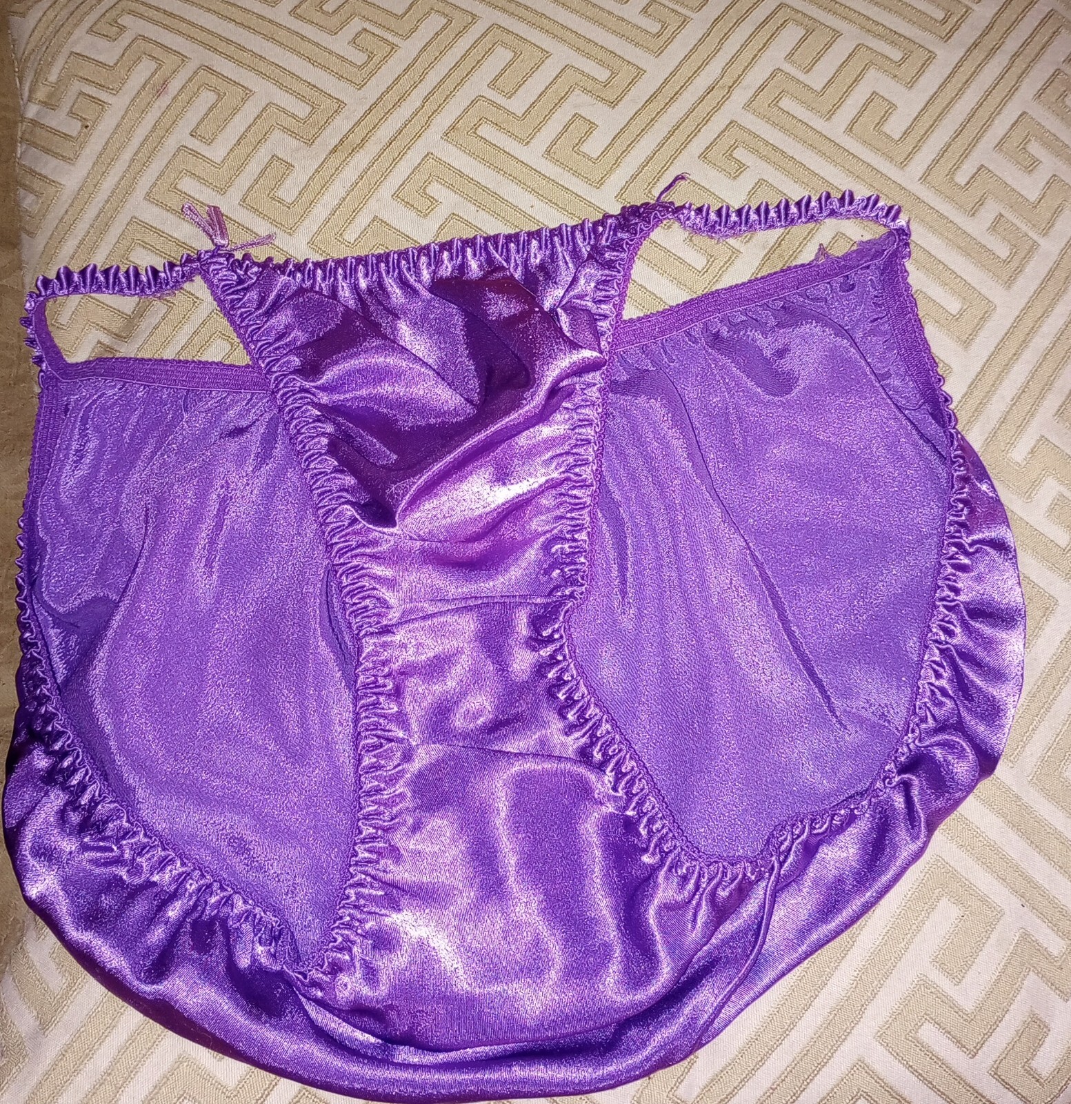 Vtg Real Heavy Satin La Mouette Purple String Bikini … - Gem