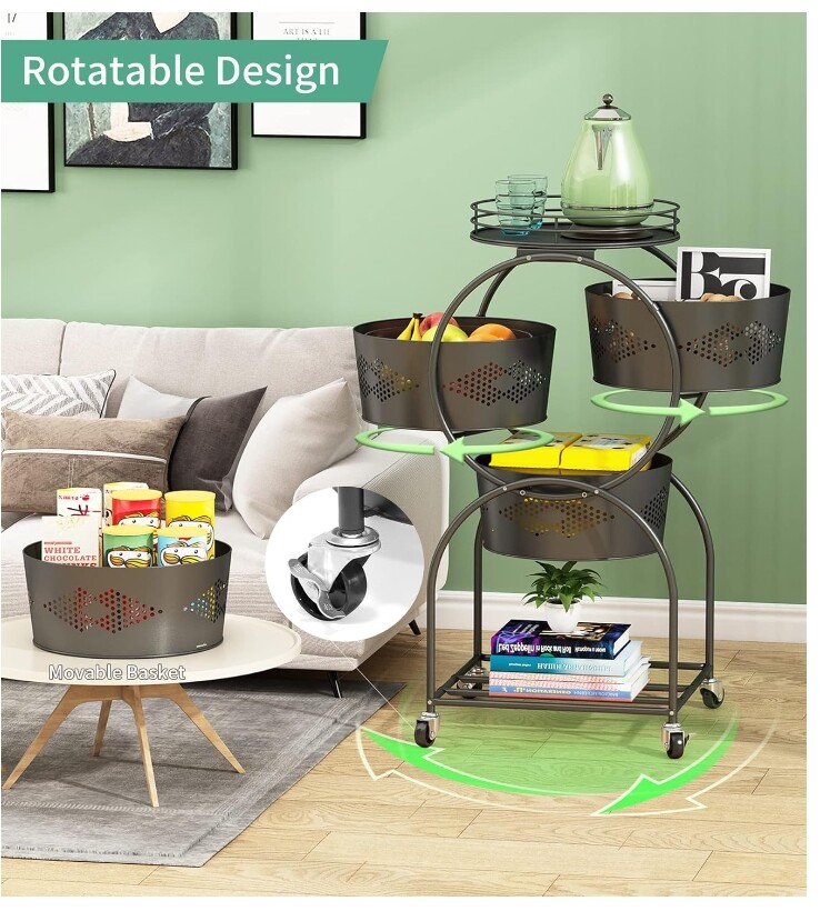 Rotating Storage Rack for Kitchen, 4 Tier Fruit and Vegetable Storage ...