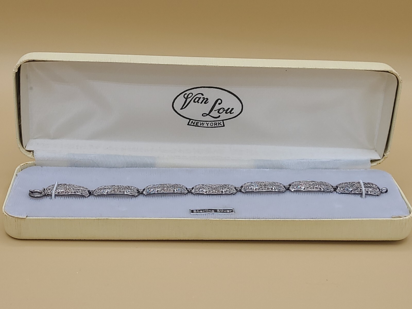 Vintage Van Lou New York Sterling Silver Filigree Panel Bracelet 7 1/4 ...