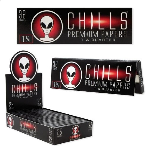 SIX PACKS of CHILLS ALIEN 1 1/4 Premium Hemp Cigarette Rolling Papers ...
