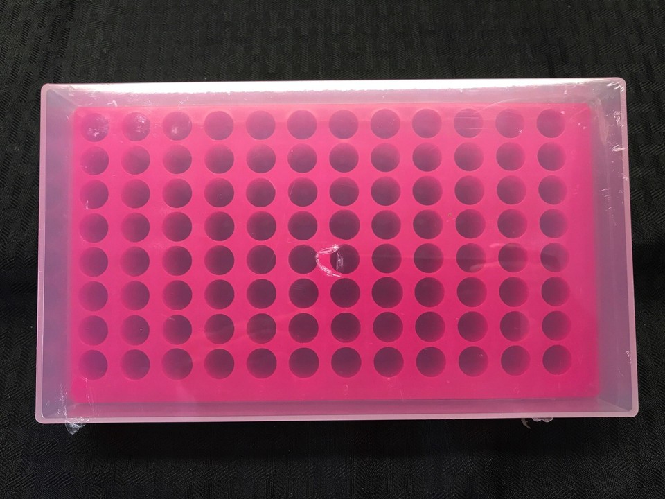 POLYLAB 96-Place PCR Tube Twin Rack 8 x 12 Array 8mm & 11.2mm ID Pink ...