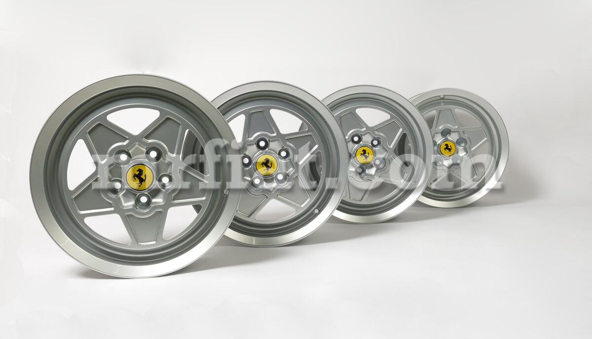 Ferrari Mondial 8 QV 3.2 Silver Five Spoke 7+8 x 16" Wheel Set 4 Pcs ...
