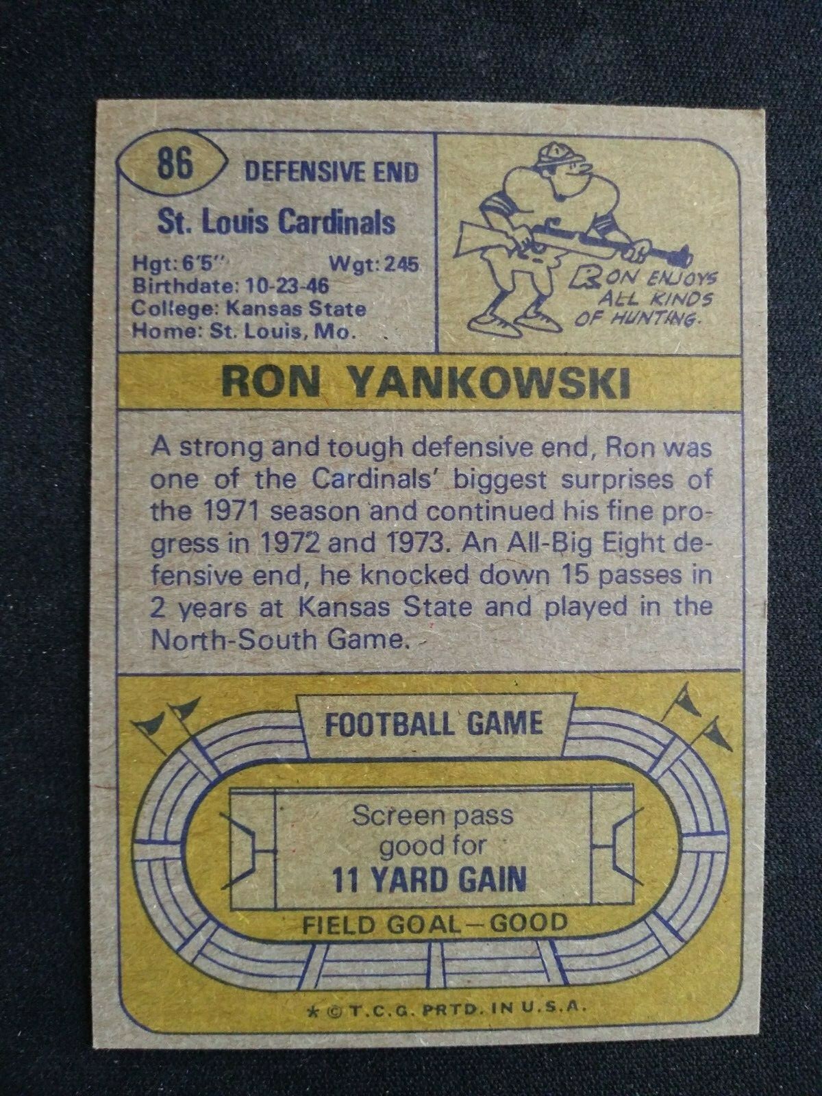 1974 Topps Football Card # 86 Ron Yankowski - St. Louis Cardinals | eBay