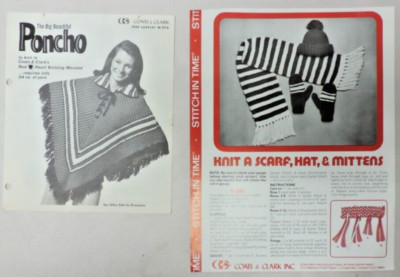 Vintage - Coats & Clark Knit a Scar, Hat Mittens/ The Big Beautiful ...