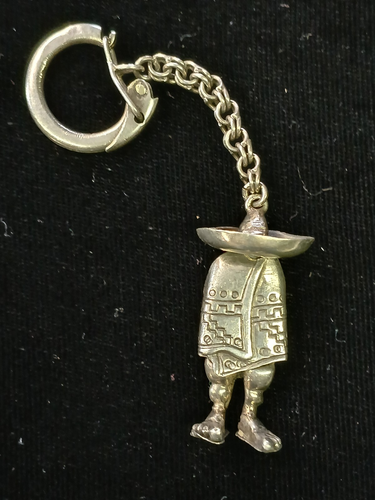 Vintage Man In Poncho Sombrero Keychain - Mexican 925 Sterling Silver ...