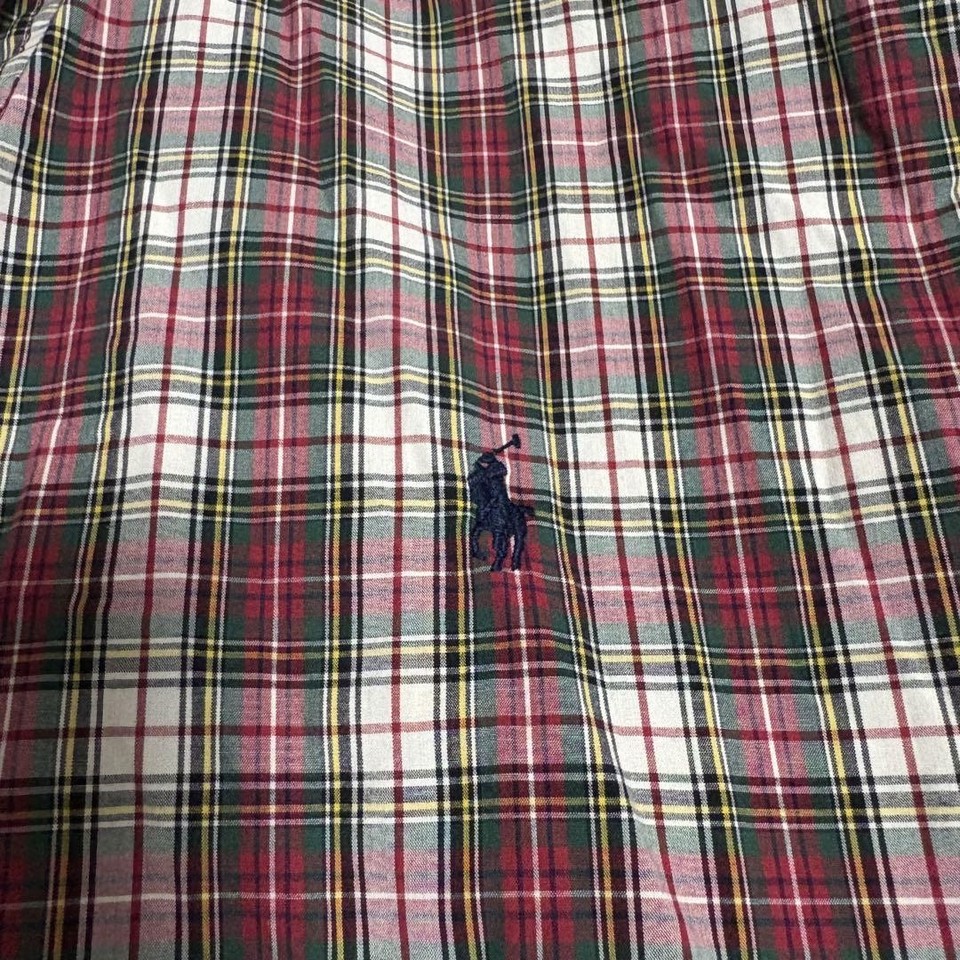 Ralph Lauren Checkered Long Sleeve Shirt Embroidered Polo Logo Red ...