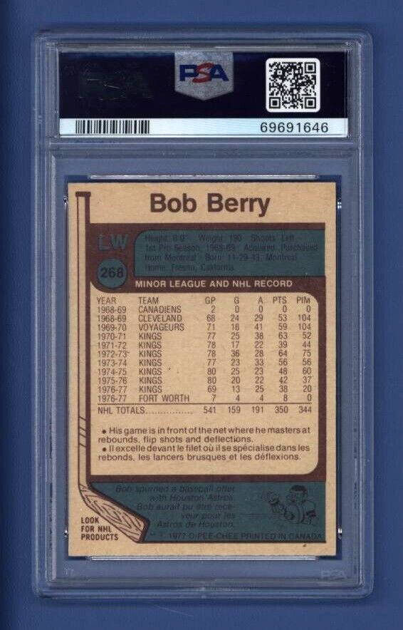 1977-78 OPC O-PEE-CHEE #268 BOB BERRY PSA 8 NM-MT Los Angeles Kings ...