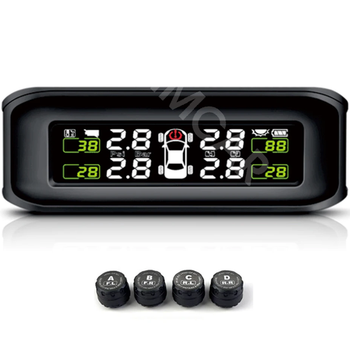 4 External Sensors Solar Power Car Tire Pressure Monitor System ...