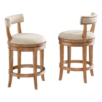 Hanover Swivel Counter Height Bar Stool - Weathered Brown and Beige ...