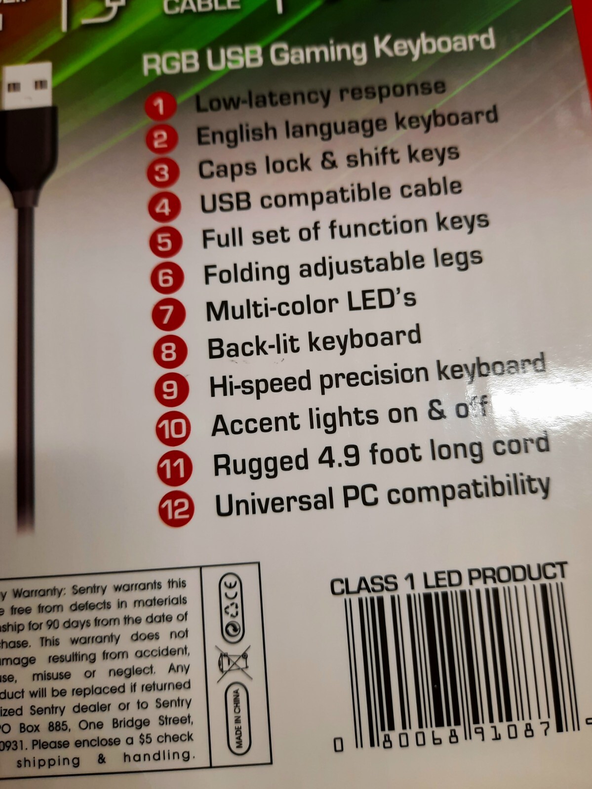 Sentry Pro Gaming RGB Light-up Keyboard HI-SPEED Wired USB Multi Color ...