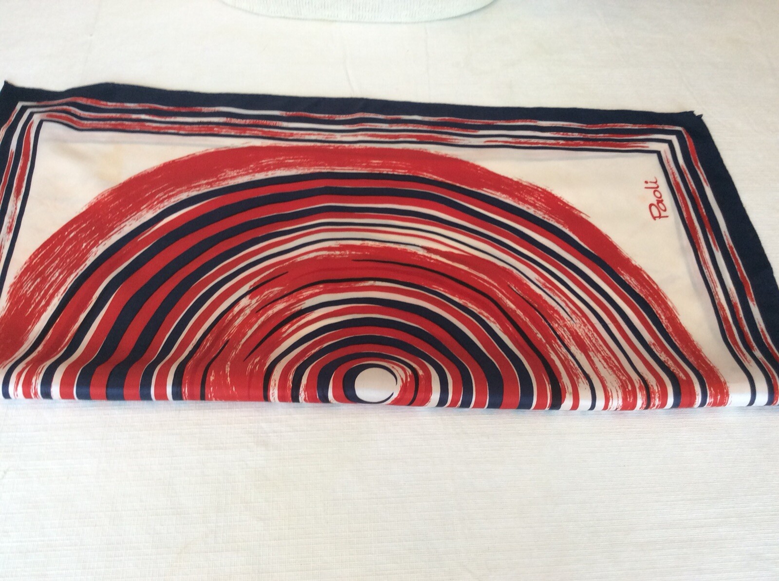 Vintage Paoli Acetate Scarf Red White Blue Bold Circl… - Gem