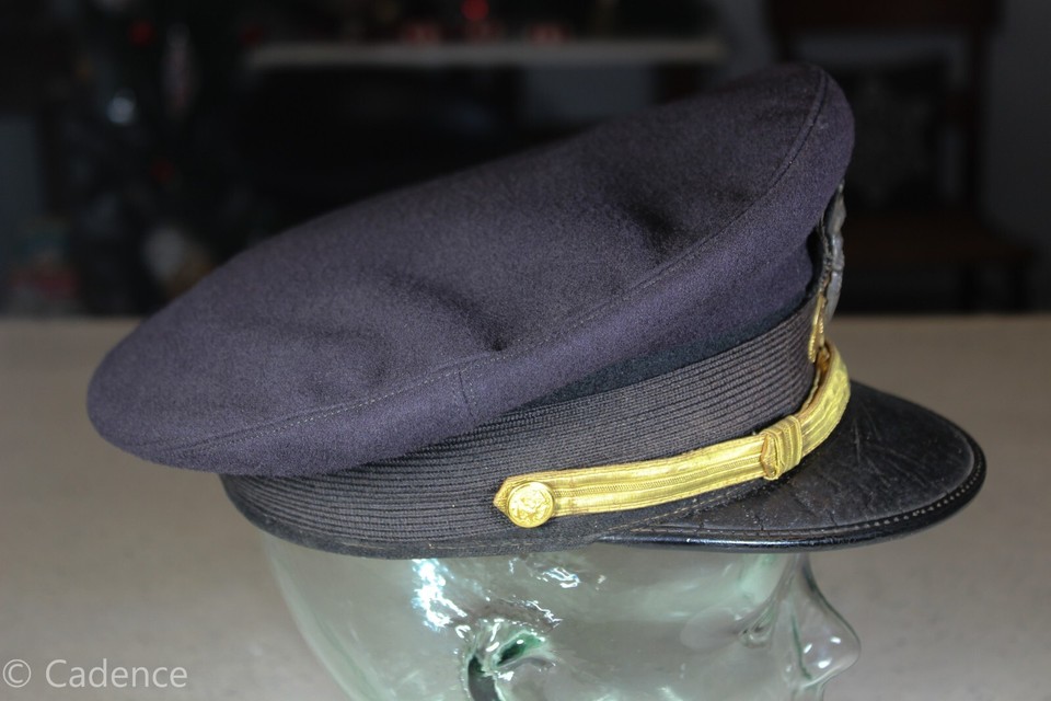 US WW2 USN Navy Officers Visor Hat Cap Named UNUSUAL BADGE 6 7/8 ...
