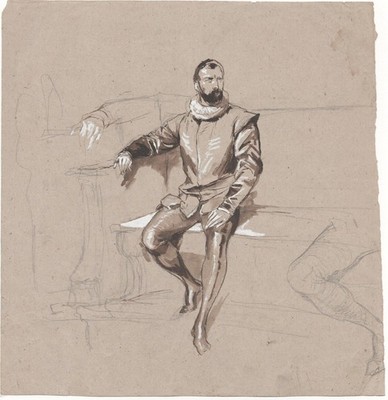 Hermann Schneider - Seated Noble Mann Drawing Design Study 1900 | eBay