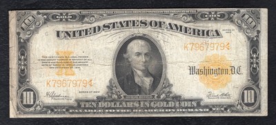 FR. 1173 1922 $10 TEN DOLLARS GOLD CERTIFICATE U.S. CURRENCY NOTE | eBay