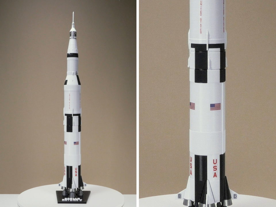 SATURN V APOLLO NASA Moon Mission Plastic model Rocket Spacecraft 3D ...