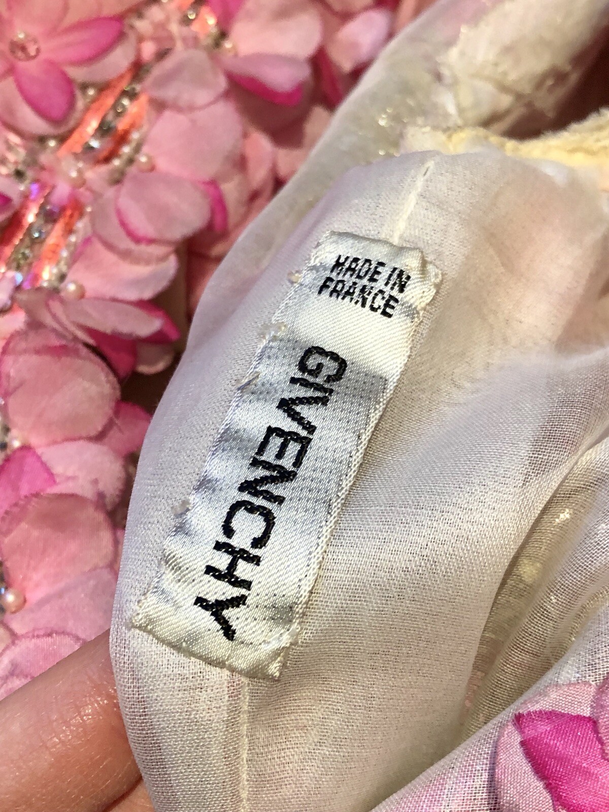 Hubert de GIVENCHY Couture 1960's Black Pink Beaded Balloon Sleeve Gown ...