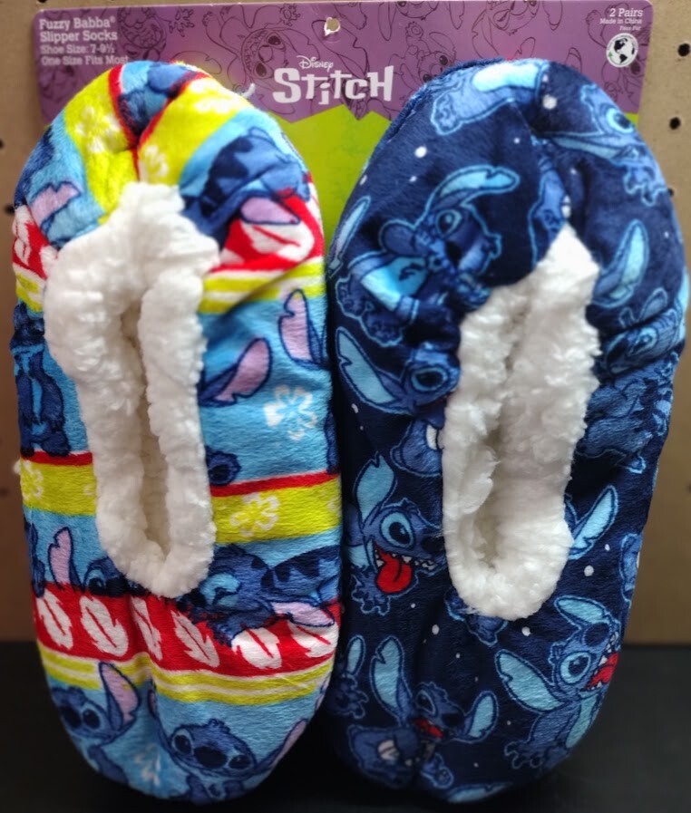 2 Pairs Disney's Blue Stitch Women's Grip Bottom Slipper Gift Set | eBay