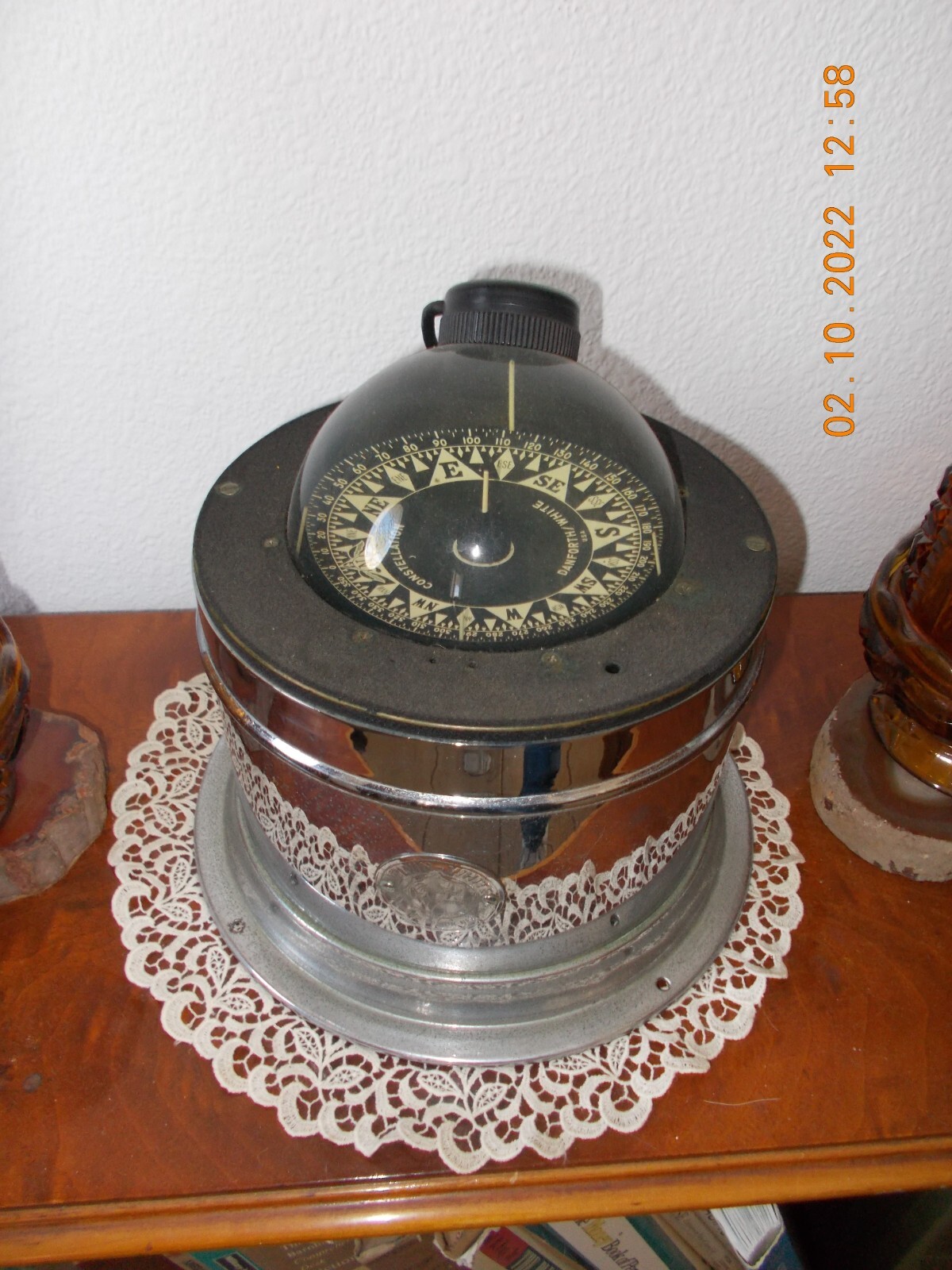 DANFORTH/WHITE CONSTELLATION COMPASS, CHROME/BRASS BINNACLE, 4.5" card ...