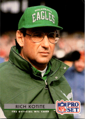 1992 Pro Set #288 Rich Kotite Philadelphia Eagles HC Head Coach Rookie ...