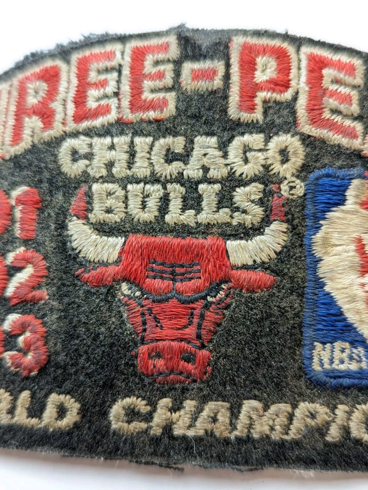 Vintage Chicago Bulls Three-Peat World Champions NBA Basketball Patch ...